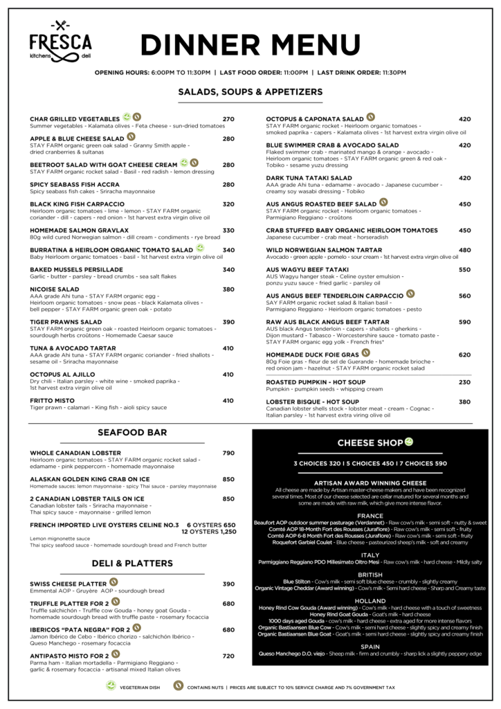 Food Menu - FRESCA Kitchens & Deli